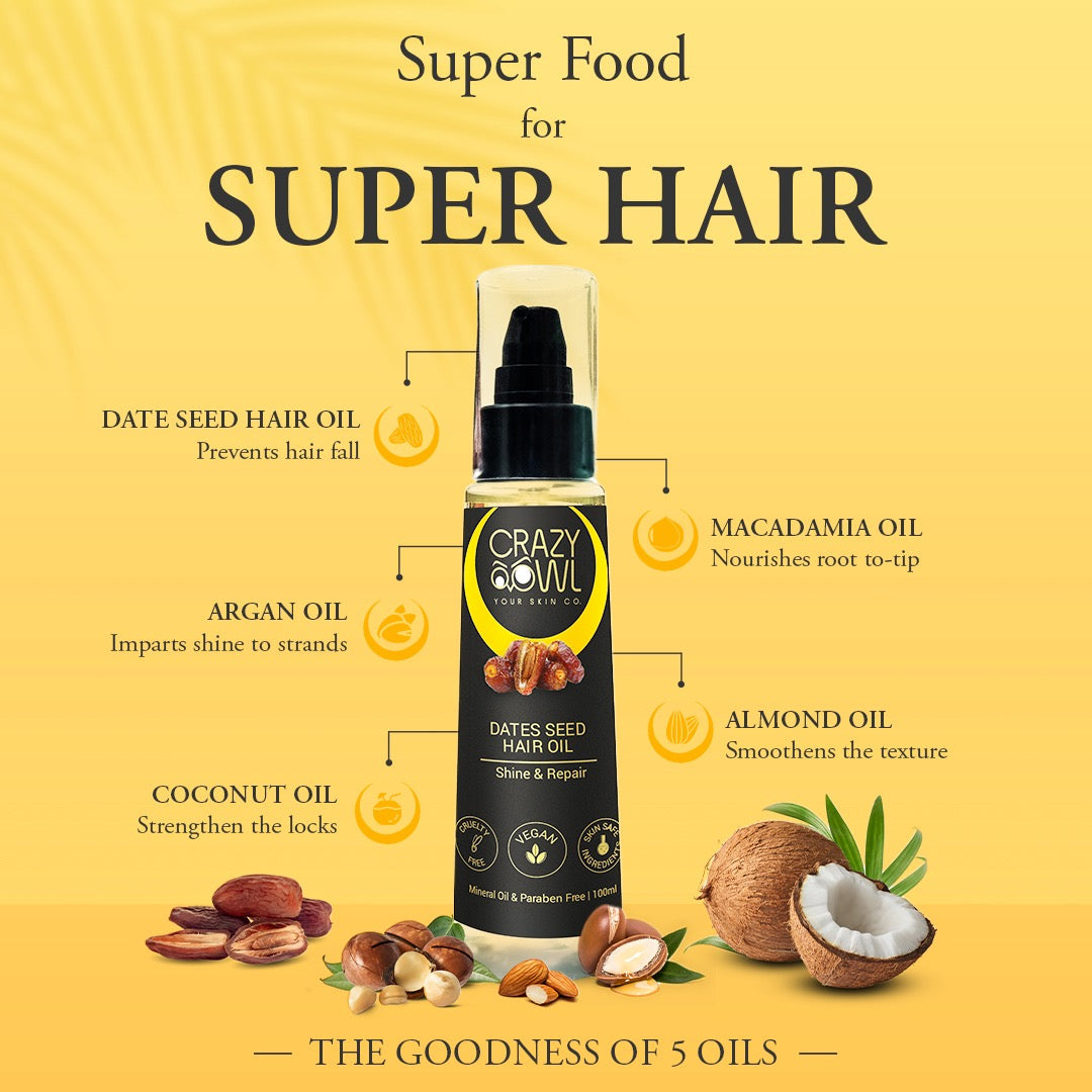 Buy Dates Seed Hair Oil for Ultimate Repair and Shine – Crazy Owl ...